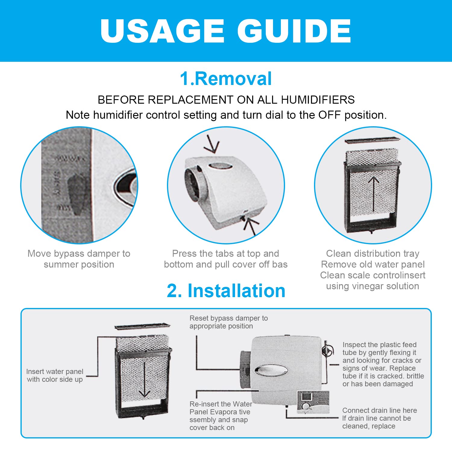 Aulpq Humidifier Maintenance Kit 4839 Fits for Aprilaire No.35 Water Panel Humidifier Replacement Filter,Fits for Aprilaire Whole Home Humidifier Models: 600, 600A, 600M