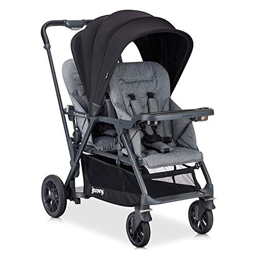 Joovy Caboose S Too Double Stroller, Stand on Tandem, Premium Sit and Stand, Grey Melange