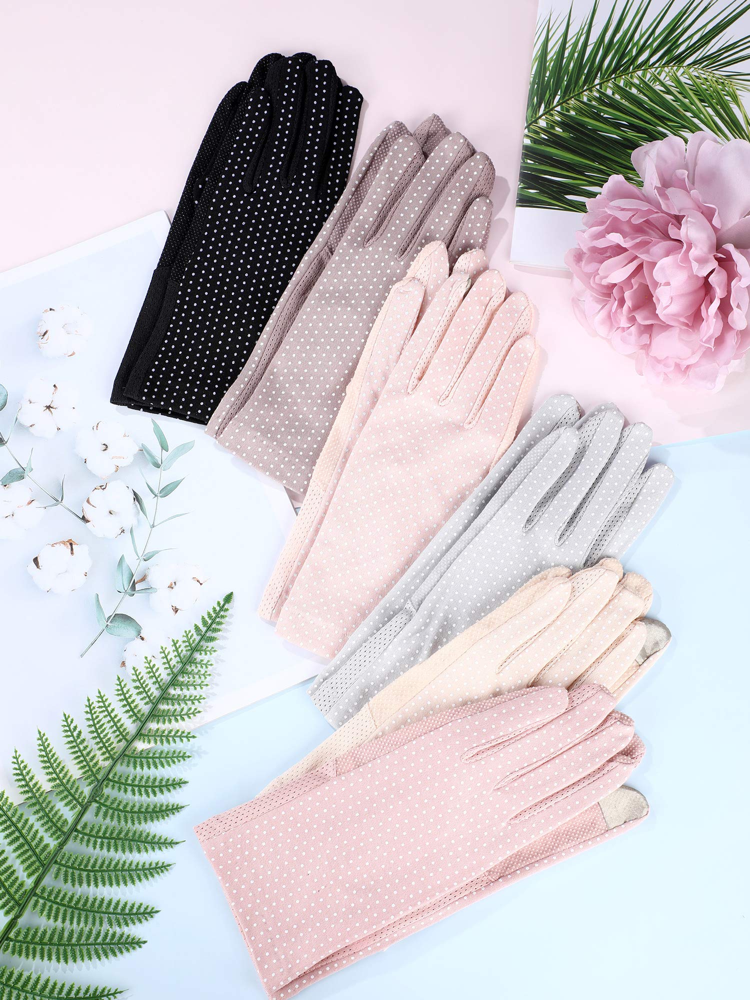6 Pairs Women Summer UV Protection Gloves Touchscreen Driving Gloves Non-Slip Sun Protective Gloves (Purple, Black, Pink, Light Pink, Beige, Gray)