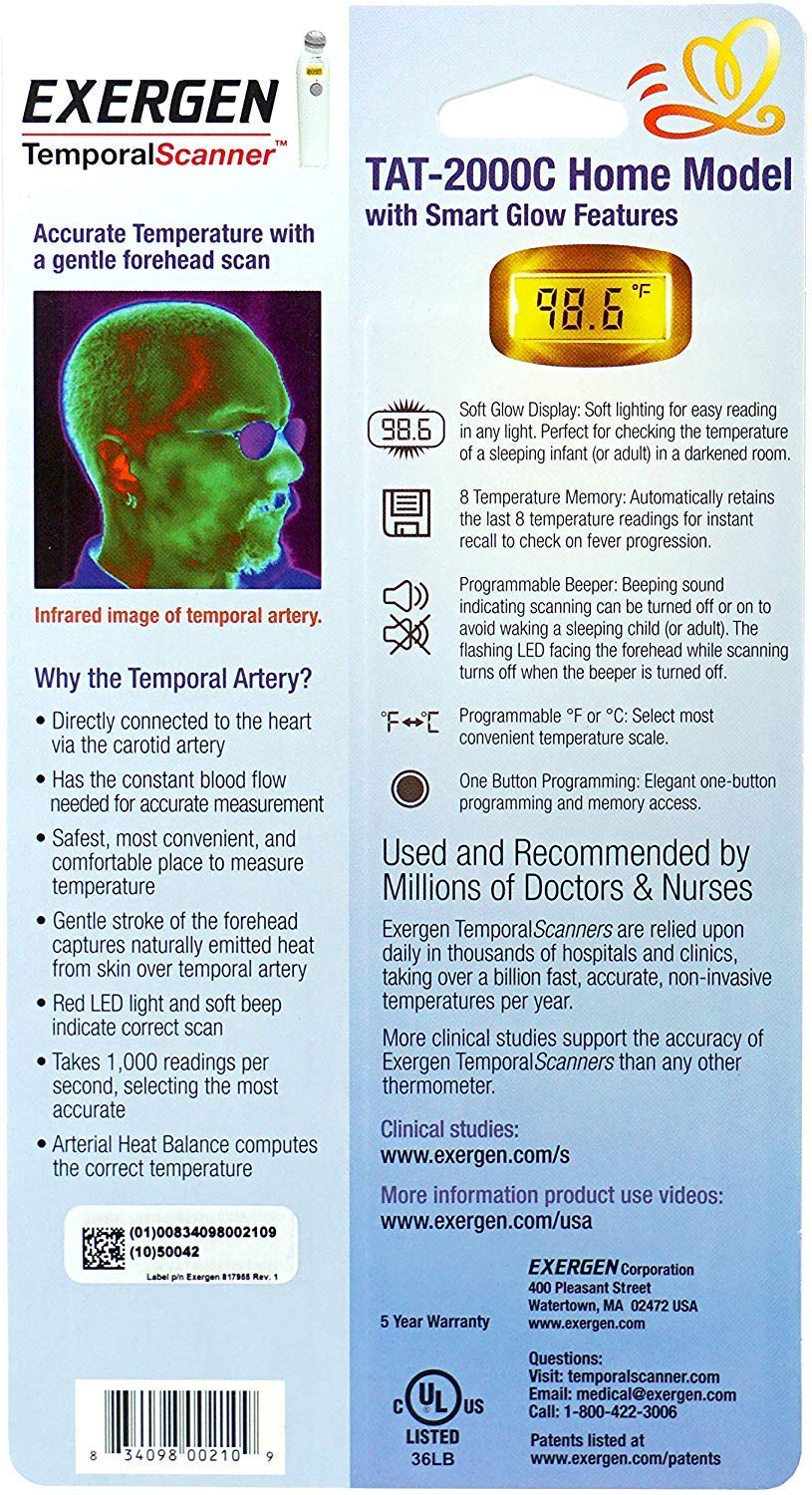 TEMPORAL ARTERY THERMOMETER TAT-2000C SCAN, Digital display