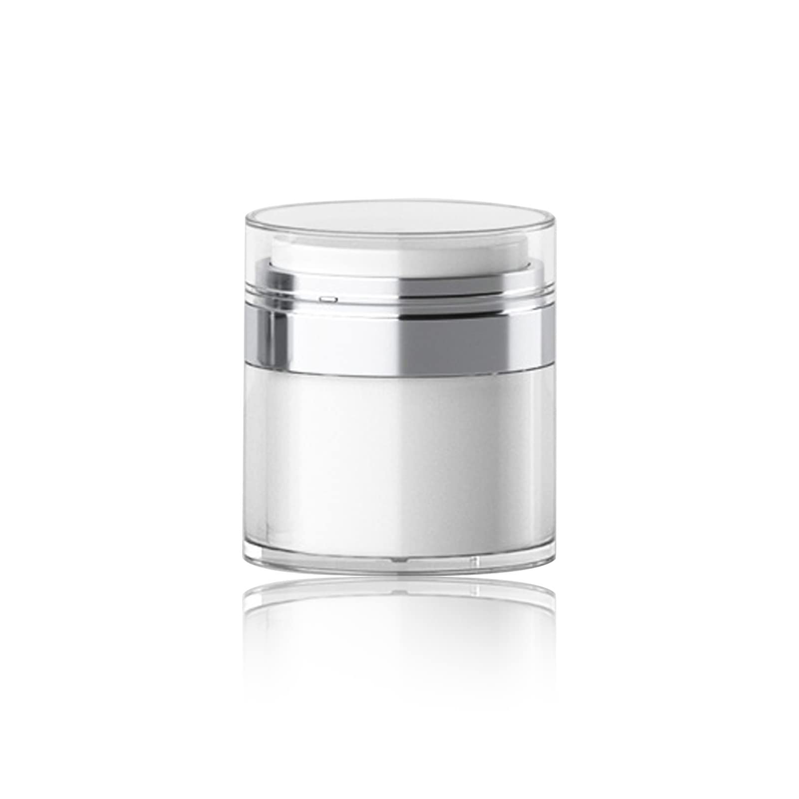 Airless Pump Jar, Empty Acrylic Vacuum Jar with Press Pump Refillable Travel Cream Empty Bottle Lotion Pump Containers Portable Pump Bottle Airless Pump Jars for Makeup,Essence,Moisturizer,Eye Cream