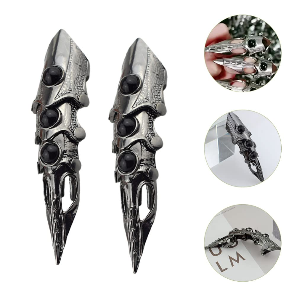 4pcs Punk Knuckle Ring, Finger Armor, Full Finger Open Ring, hip Hop Rings, Exaggerated Finger Rings Hinged Activity Ring Gothic Finger Rings Decoration