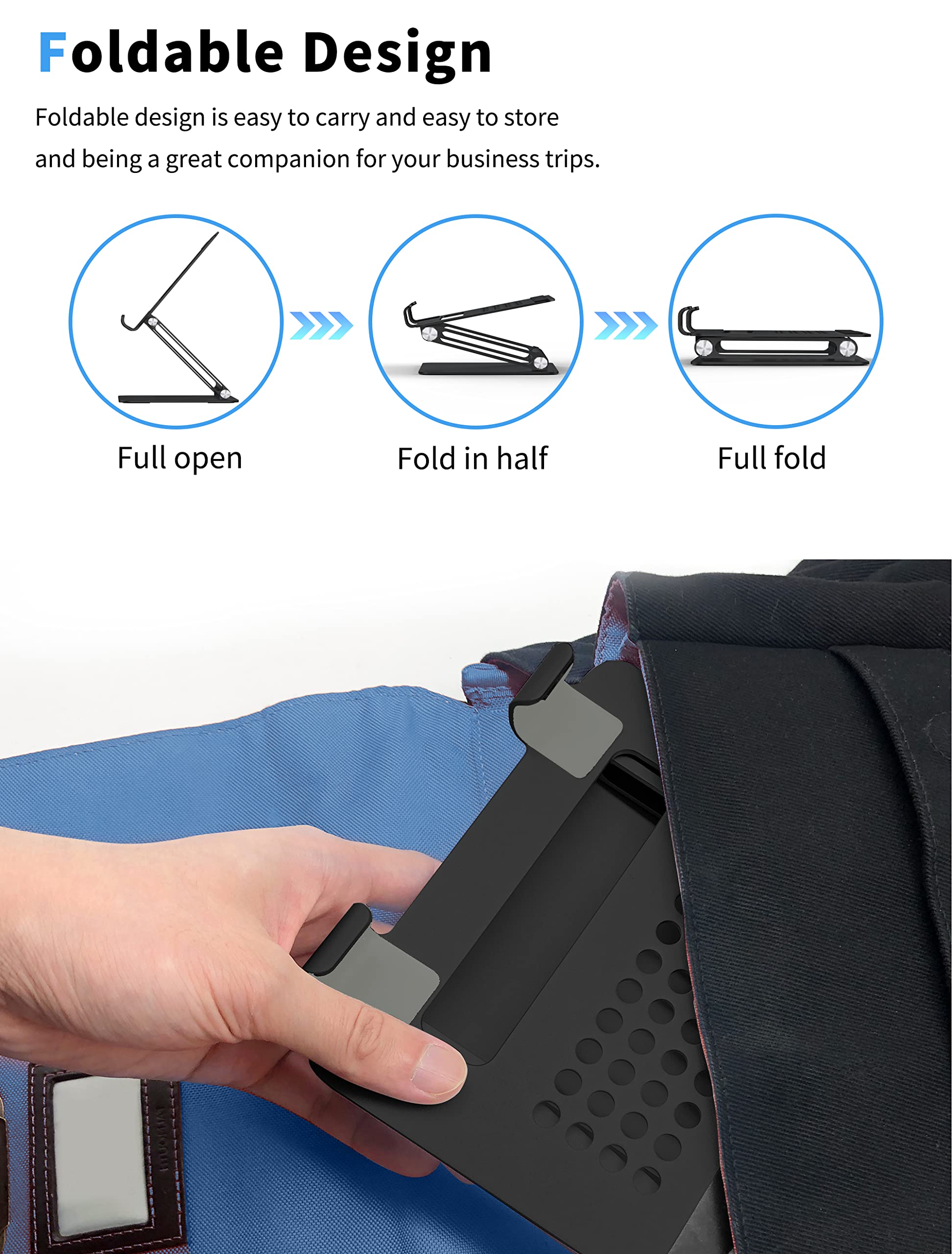 ALASHI Tablet Stand for Desk, Multi-Angle Adjustable Tablet Holder, Foldable Portable Ergonomic Design, Premium Metal Tablet Riser Compatible with 7 to 13.3 Inches Tablets, Black