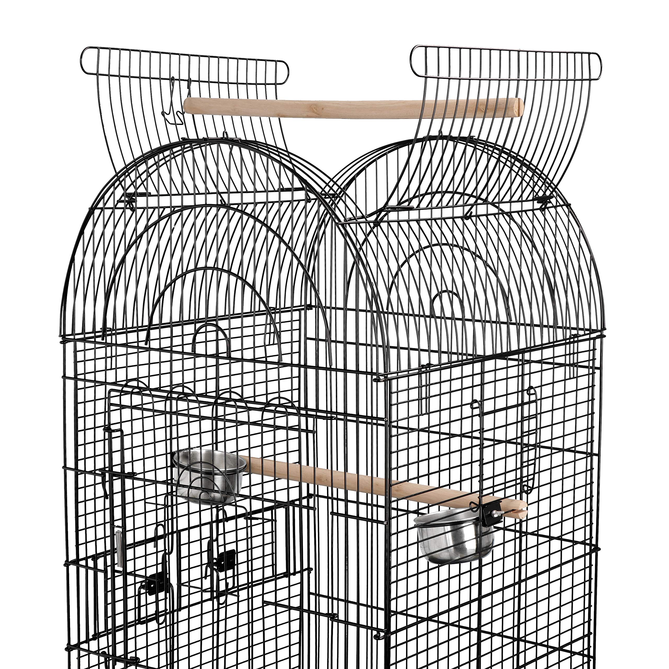 63.5 Inches Medium Bird Cage Open Top Parrot Cage with Detachable Stand, Rolling Wheels Lovebird Cockatiel Quaker Sun Parakeet Green-Cheek Conure Cage