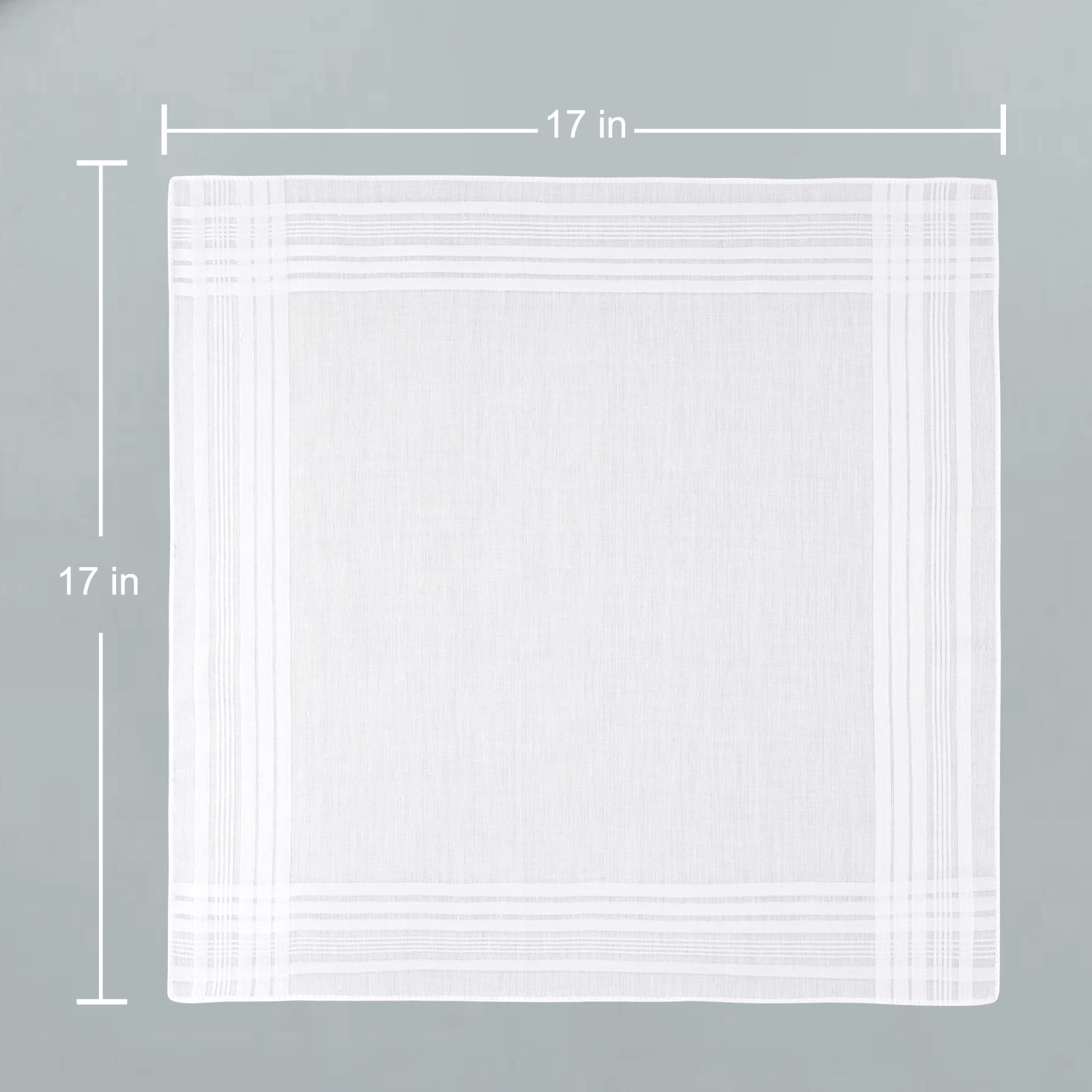 6 Packs Men’s White Pure Cotton Basic Handkerchief Hankies, Pocket Square