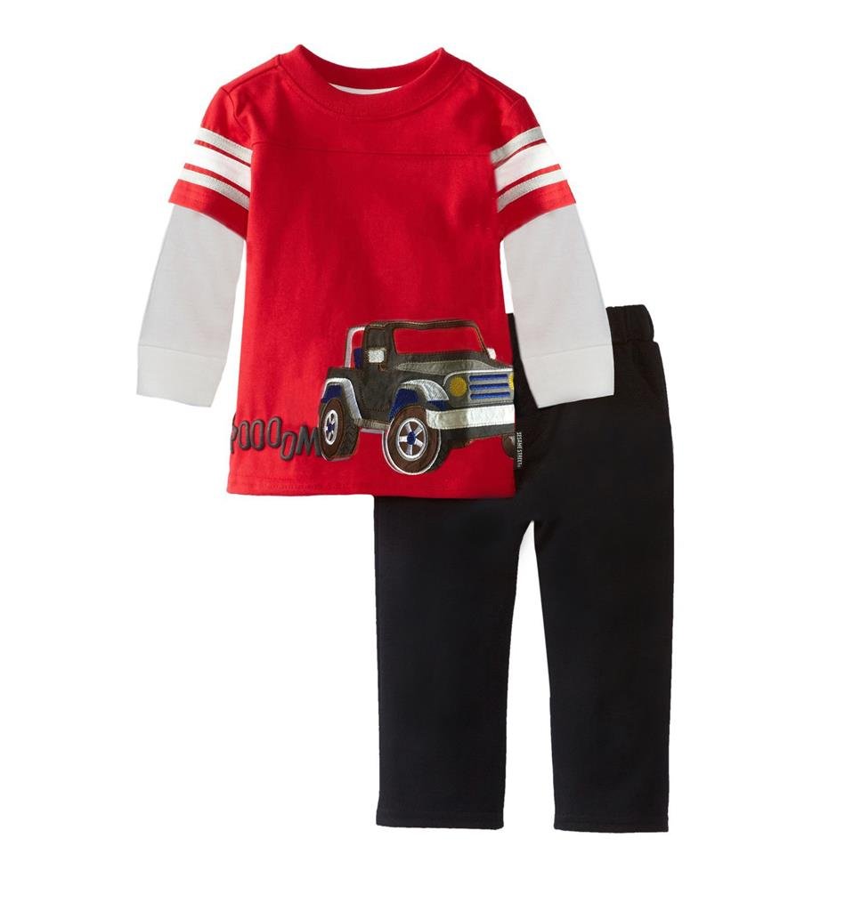 CRAZY GOTEND Kids Toddler Boys Cotton Trouser Top 2PCS Sets Outfits Clothing Sets Pajamas(Car, 3-4Y) Red