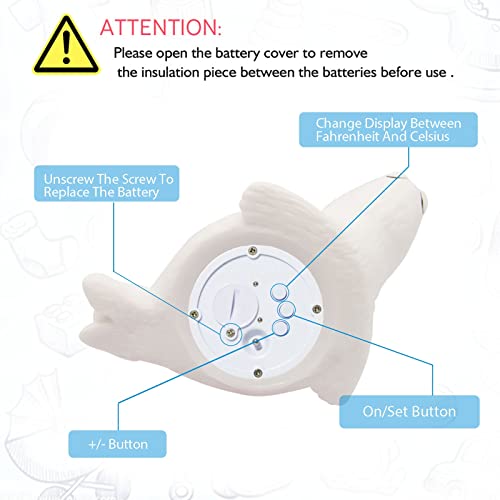 Doli Yearning Upgrade Baby Bath Thermometer Room Temperature| Water Thermometer|Kids' Bathroom Safety Products| Baby Bath(Seal Shape)℃/℉, LCD