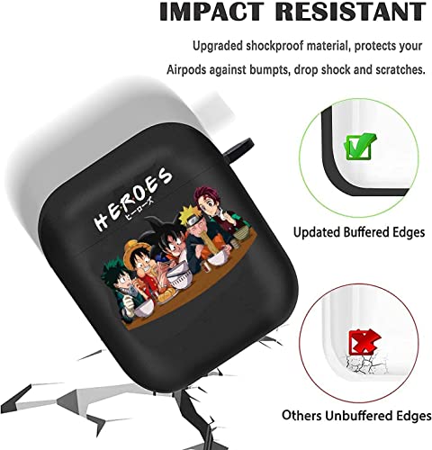 Anime Pattern Compatible with AirPods 2&1 Case, Anime Airpod Case for Boys Girls Teens, Soft Silicone Full Body Protection Shockproof Cover with Keychain