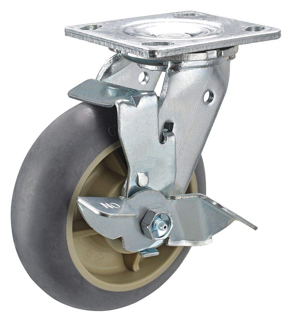 6" Light-Medium Duty Swivel Plate Caster, 600 lb. Load Rating (49H614)