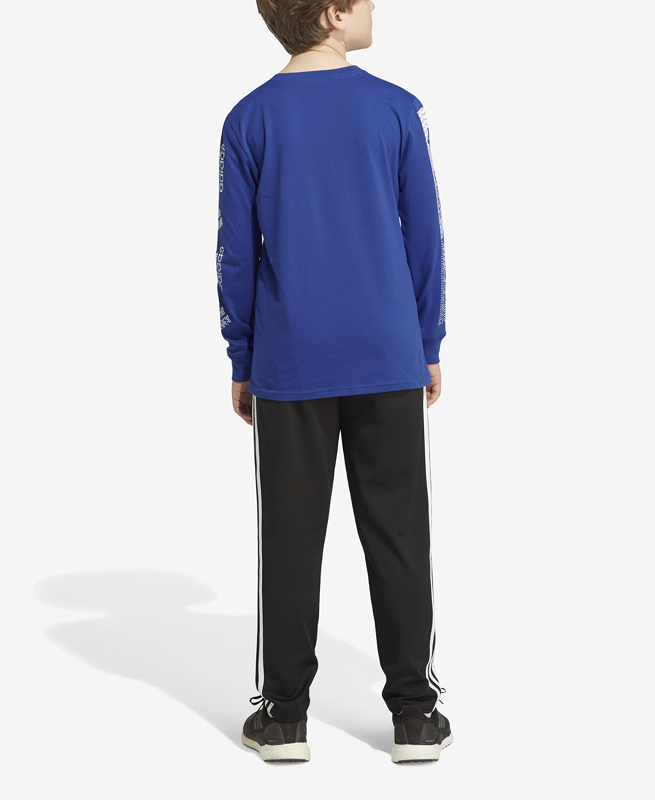 adidas Boys' Long Sleeve Pixel Brand Tee, Bold Blue, 5