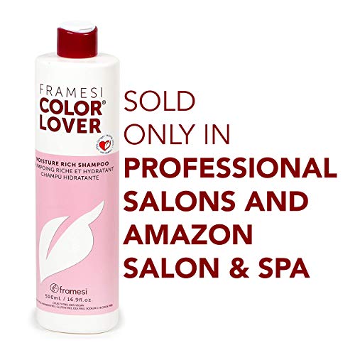 FRAMESI Color Lover Moisture Rich Sulfate Free Shampoo with Quinoa & Aloe Vera, Color Treated Hair, Fresh, 16.9 Fl Oz