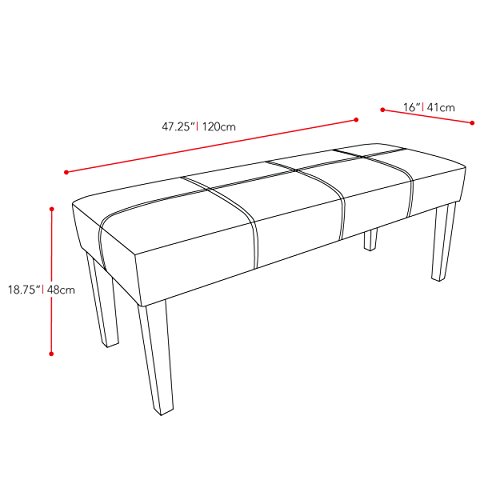CorLiving Antonio Bench in Dark Brown Bonded Leather, 47-Inch