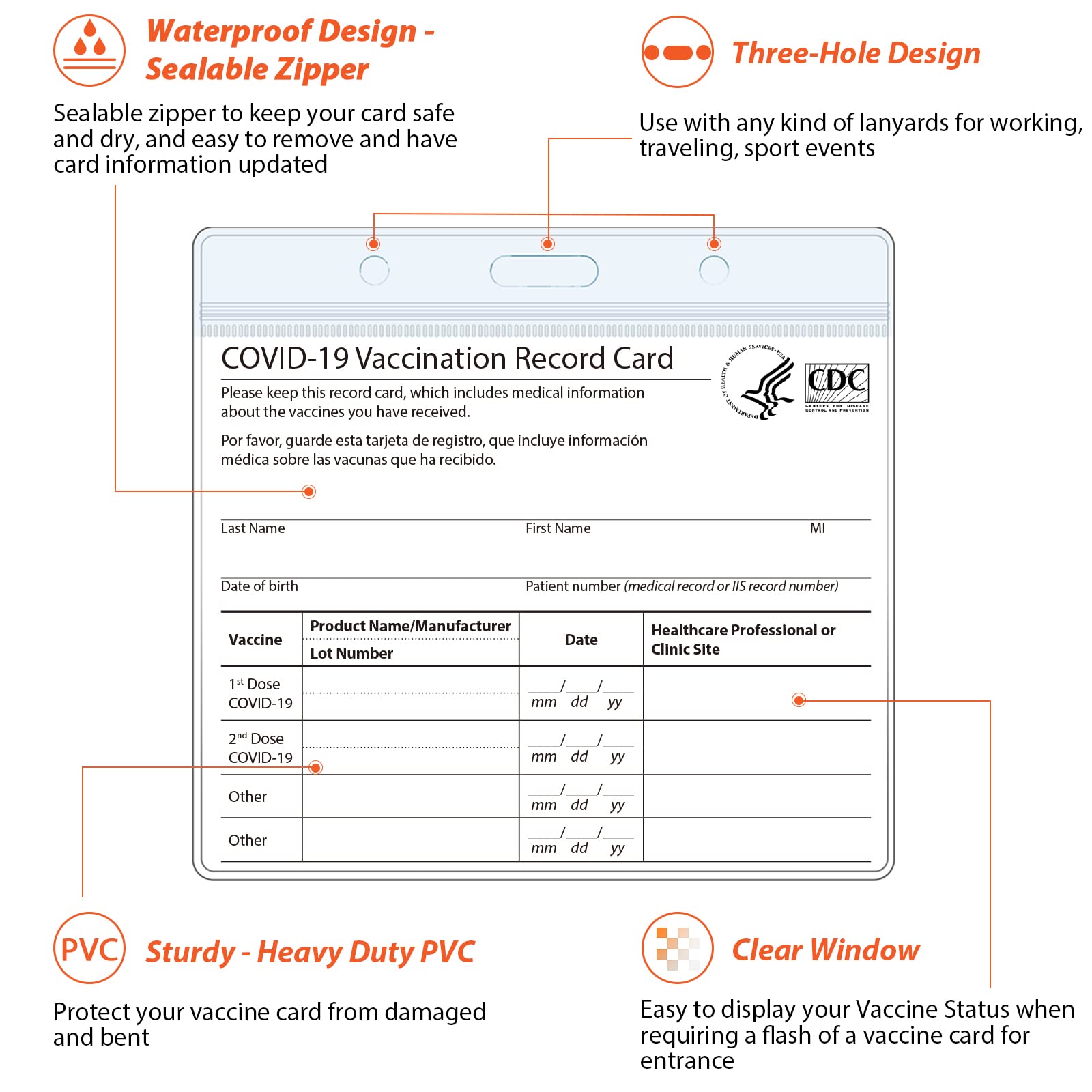 5 Pack Vaccine Card Holder - Travel Accessories, Covid CDC Vaccination Card Protector 4x3 in, Business Travel Essentials