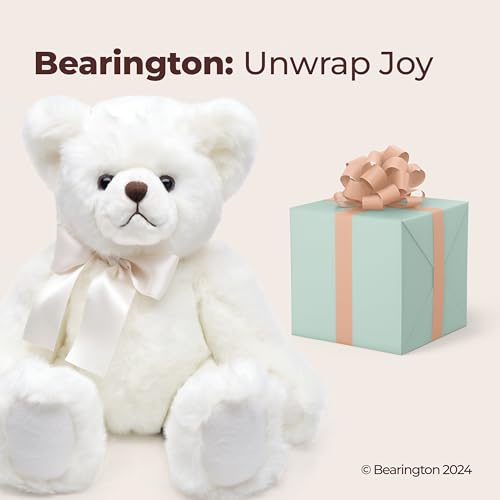 Bearington Aspen, 15.5 Inch White Teddy Bear Stuffed Animal, Vintage Teddy Bear, Makes a Great Gift for Birthday, Anniversary, Holiday, or Graduation