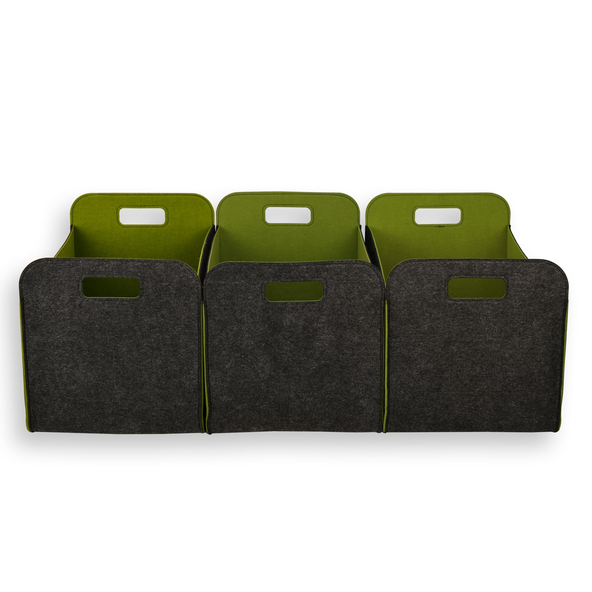 Acrola 3-Pack of FlexForm DuoTone Felt Storage Bins: 16.5"x11.8"x11.8" - Premium Double-Layered Design, Collapsible & Spacious - Perfect for Home & Office Organization (Green)