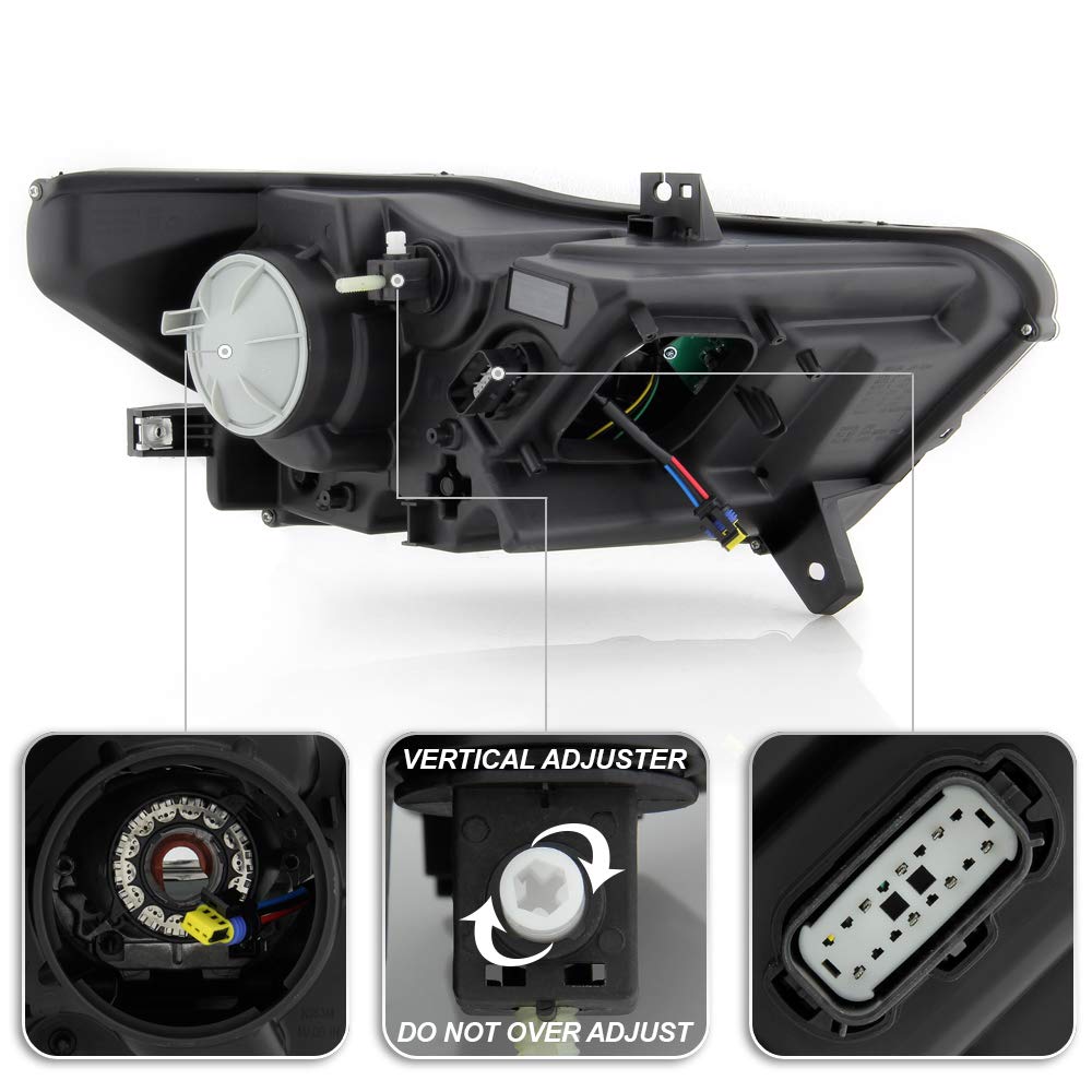 ACANII - For [HID/Xenon Model] 2015-2017 Ford Mustang LED Tube Projector Headlight Headlamp Assembly Left Driver Side