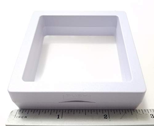 JM Set of 3 pcs Transparent 3D Floating Frame Display Holder/Box/Frames for Challenge Coins, AA Medallions, Antique, Jewelry,Gift, White, 2.75 x 2.75 x 0.75 Inches