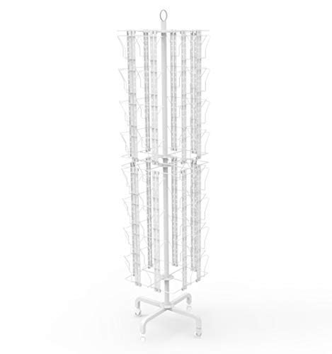 64 Adjustable Pockets Display Rack 5x7 7x5 up to 9.3" Wide X 8" Tall Cards, 1.27" deep Pockets, Double Tier Greeting Post Card Christmas Holiday Spinning Rack Stand Black 11603-M-DOUBLE-BLK-NF