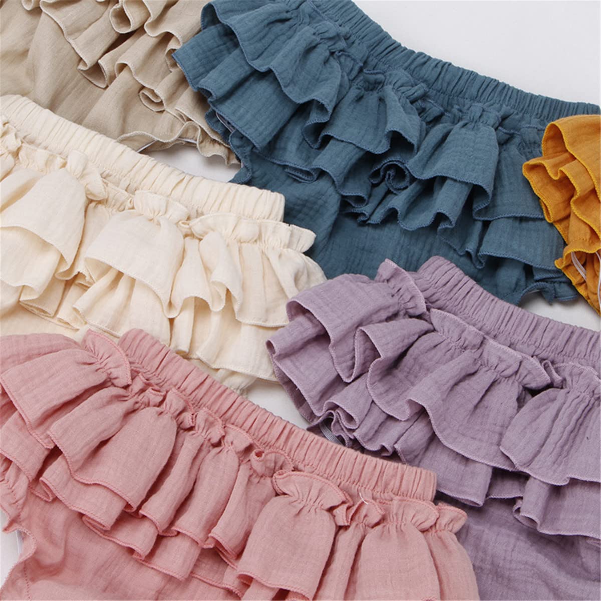 JELEUON 3 Pack of Little Baby Girls Boys Cotton Linen Blend Cute Bloomer Shorts 18-24 M