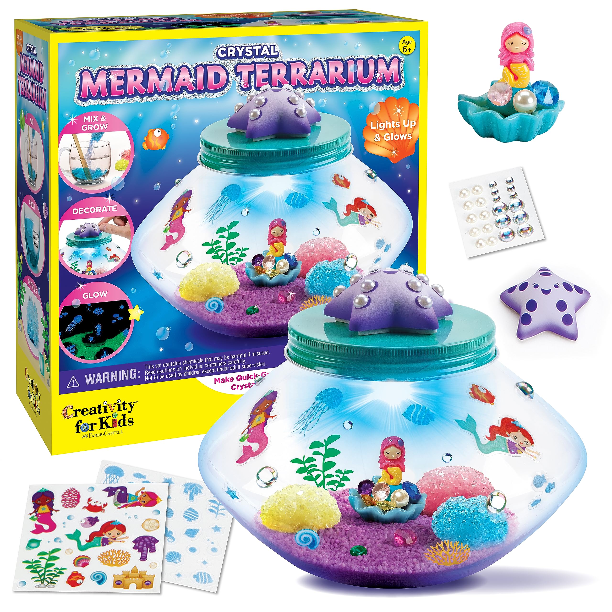 Creativity for Kids Crystal Mermaid Terrarium Kit - STEM Projects for Kids Ages 6-8+, Arts and Crafts for Girls and Boys, Multicolor