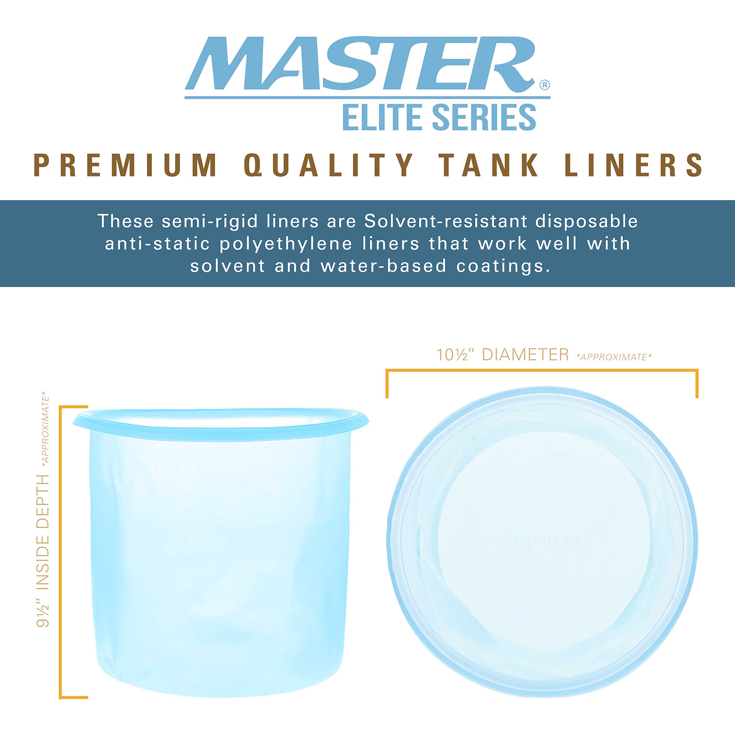 Master Elite 2.8 Gallon Paint Pressure Pot Tank Liners, Pack of 48 - Disposable Liners that Fit Most 2.5 to 2.8 Gallon Tanks, TCP Global Models - Keep Coating Tank Clean