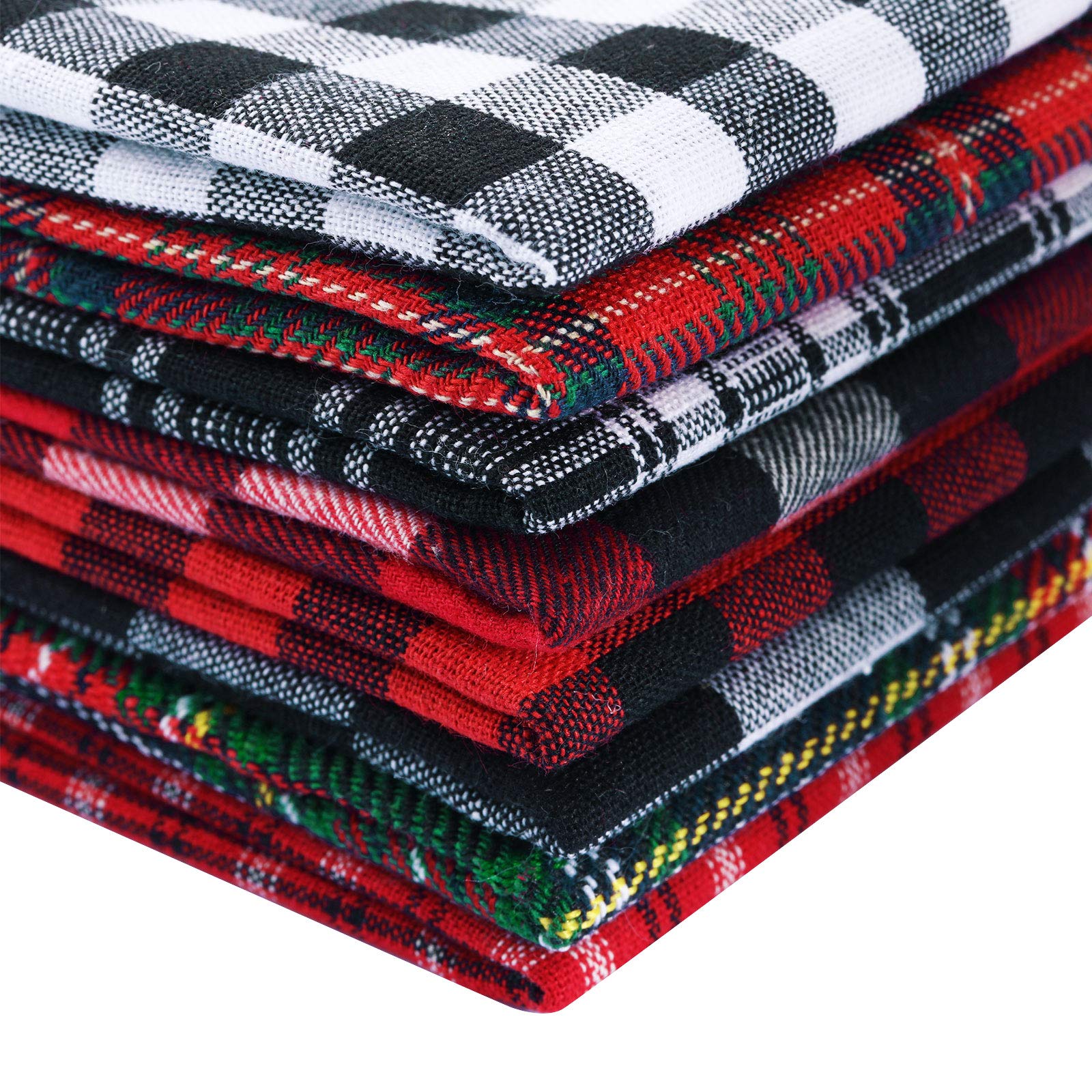 48 Pieces Christmas Buffalo Plaid Tartan Fabric Plaid Fabric Lodge Charm Pack for DIY Christmas Sewing Scrapbooking Quilting (5.9 x 5.9 Inch)