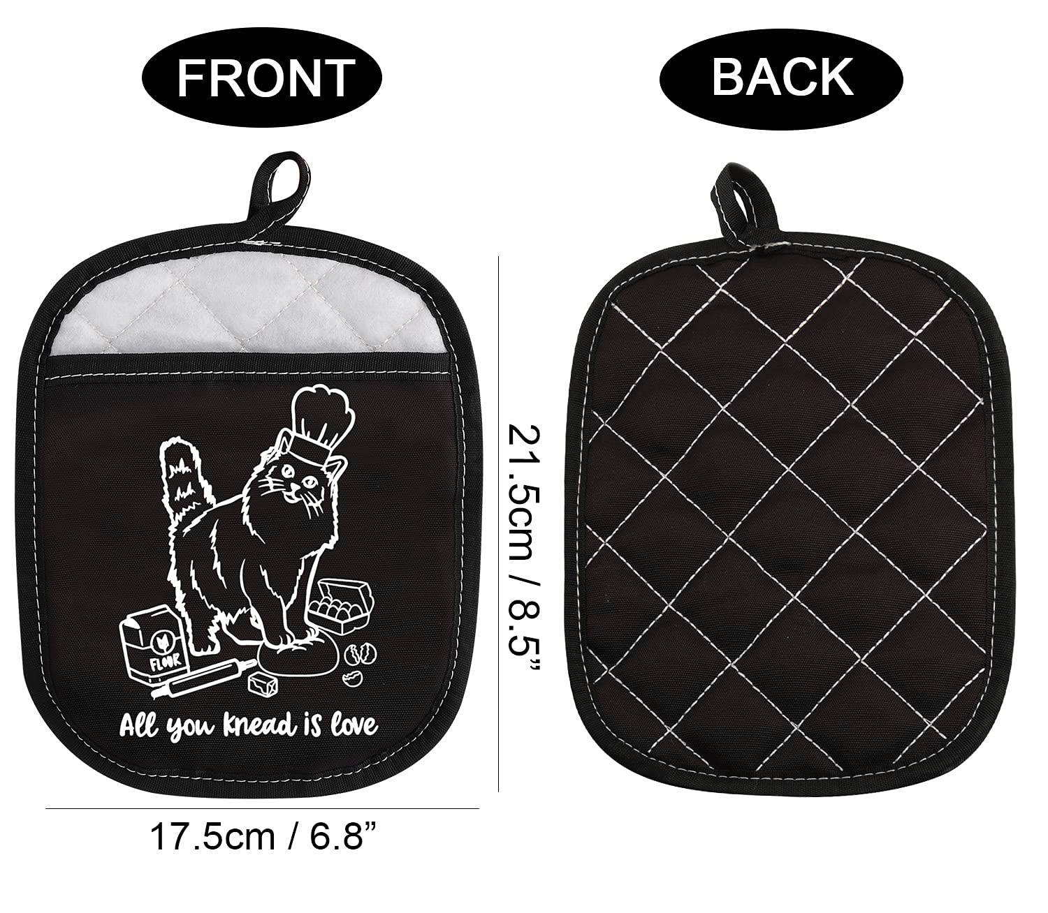 All You Knead is Love Cat Kneading Kitten Pun Baking Oven Pads Pot Holder with Pocket (All You Knead is Love)