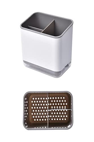 Acykroyee Utensil Holder Cutlery Drainer Sink Caddy (Gray/White)