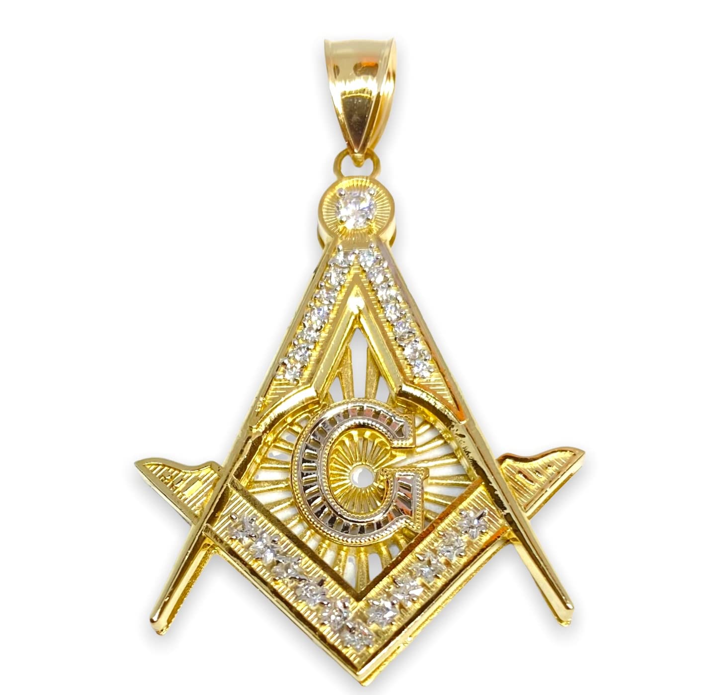 60 MM LONG MASON MASONIC PENDANT CHARM REAL 10K YELLOW GOLD SG2088