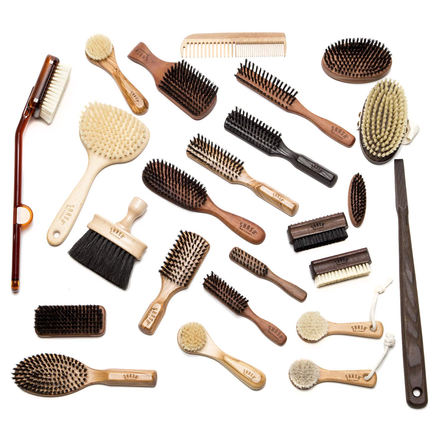 Made in Germany - SHASH Smooth 100% Boar Bristle Beard Brush, Naturally Conditions and Softens Hair - Portable, Eases Itch and Irritation, Supports Healthy Growth, Eco-Sourced