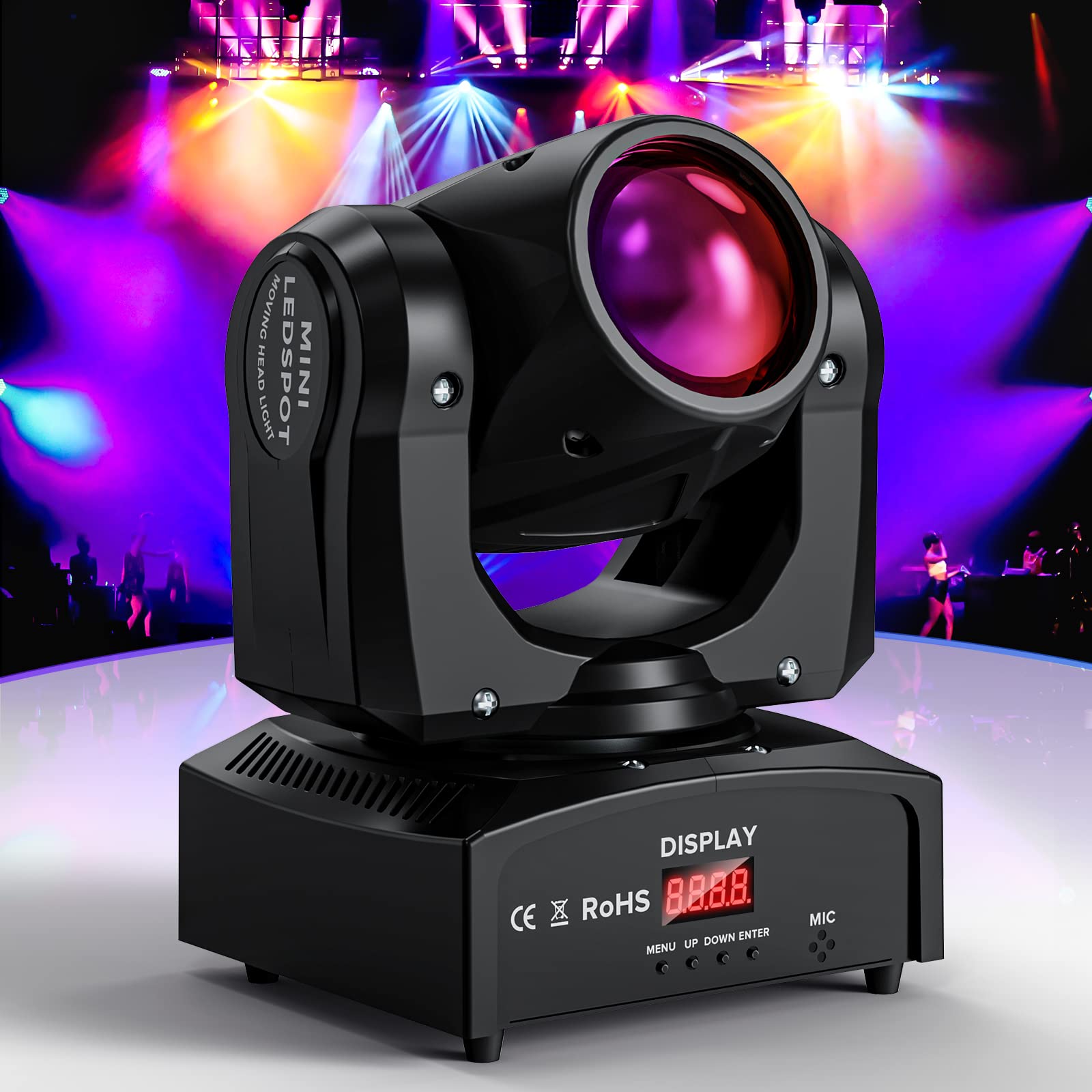 60W LED Moving Head Light RGBW Stage Lights DMX Control Sound Activated Spotlight for Disco DJ Party Wedding Live Show Stage Lighting