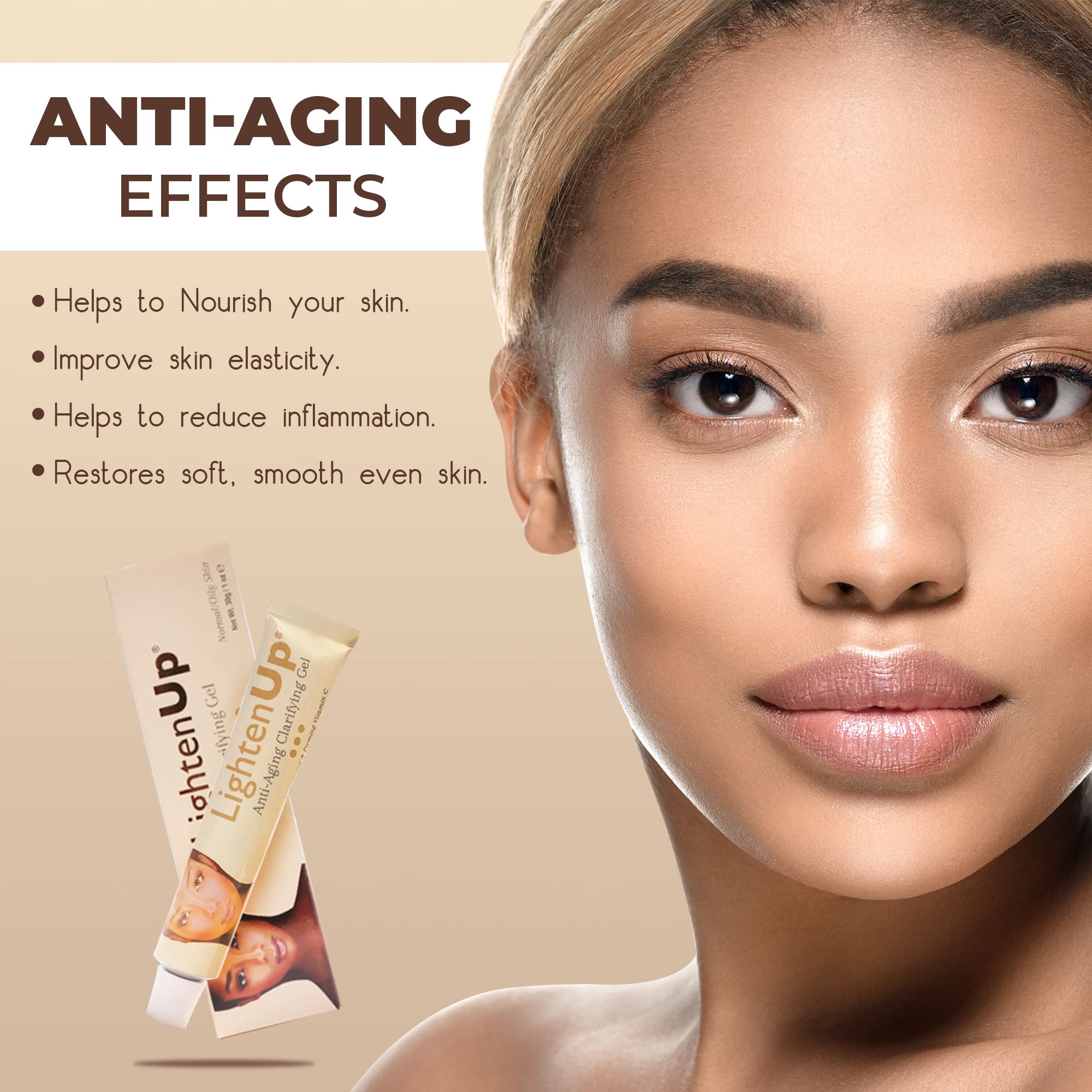 LightenUp Anti-Aging Skin Brightening Gel - 1 Fl oz / 30ml | Anti-Aging Cream, with Alpha Arbutin, Argan Oil, Vitamin C