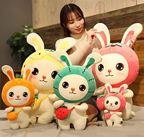 Bunny Plush Cute Strawberry Bunny Stuffed Animal 12inch,Pink Bunny Pillow,Strawberry Rabbit with Backpack,Soft Bunny Doll for Boys and Girls