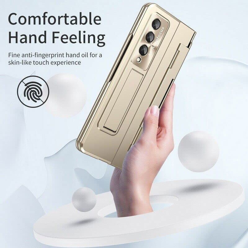 EAXER for Samsung Galaxy Z Fold 3 360° Case, Hinge Protection Shockproof Hinge Built in Tempered Glass Phone Case Cover (Silver)