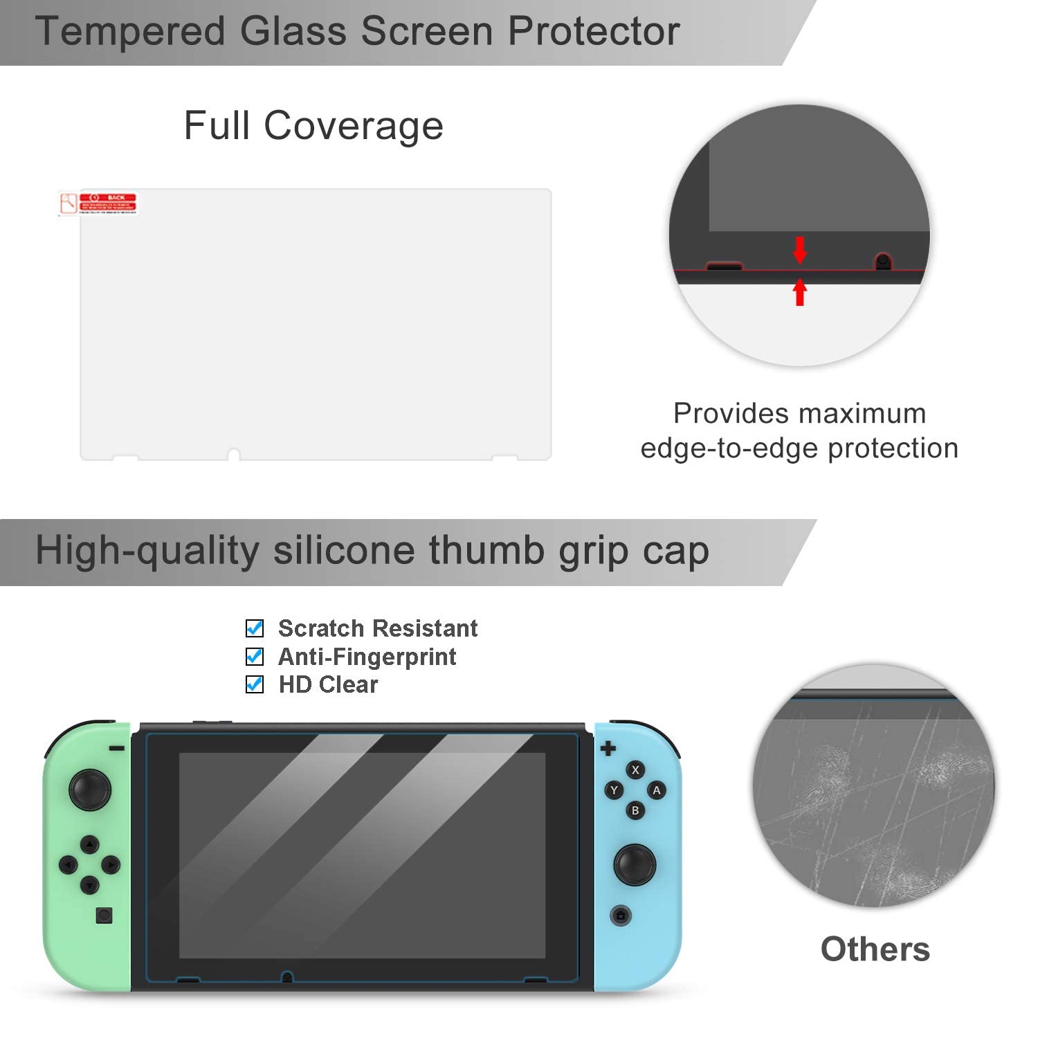 Accessories Bundle for Switch, 26 in 1 Essential Protection Kits with Carrying Case, Screen Protector, Cards Storage Case, Hand Grips, Cover for Joycon & Charging Cable, Thumb Grip Caps