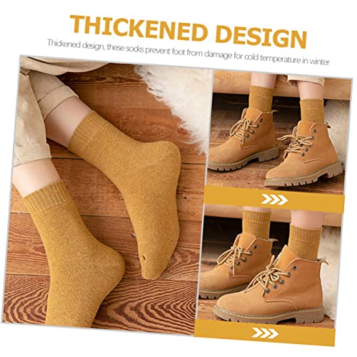 6 Pairs Stockings Thermal Crew Cozy Thickened Wool & Boot Soft Warm Comfort Women Tube Striped Medium Elastic Thick Breathable Causul Hiking Comfortable Men Winter