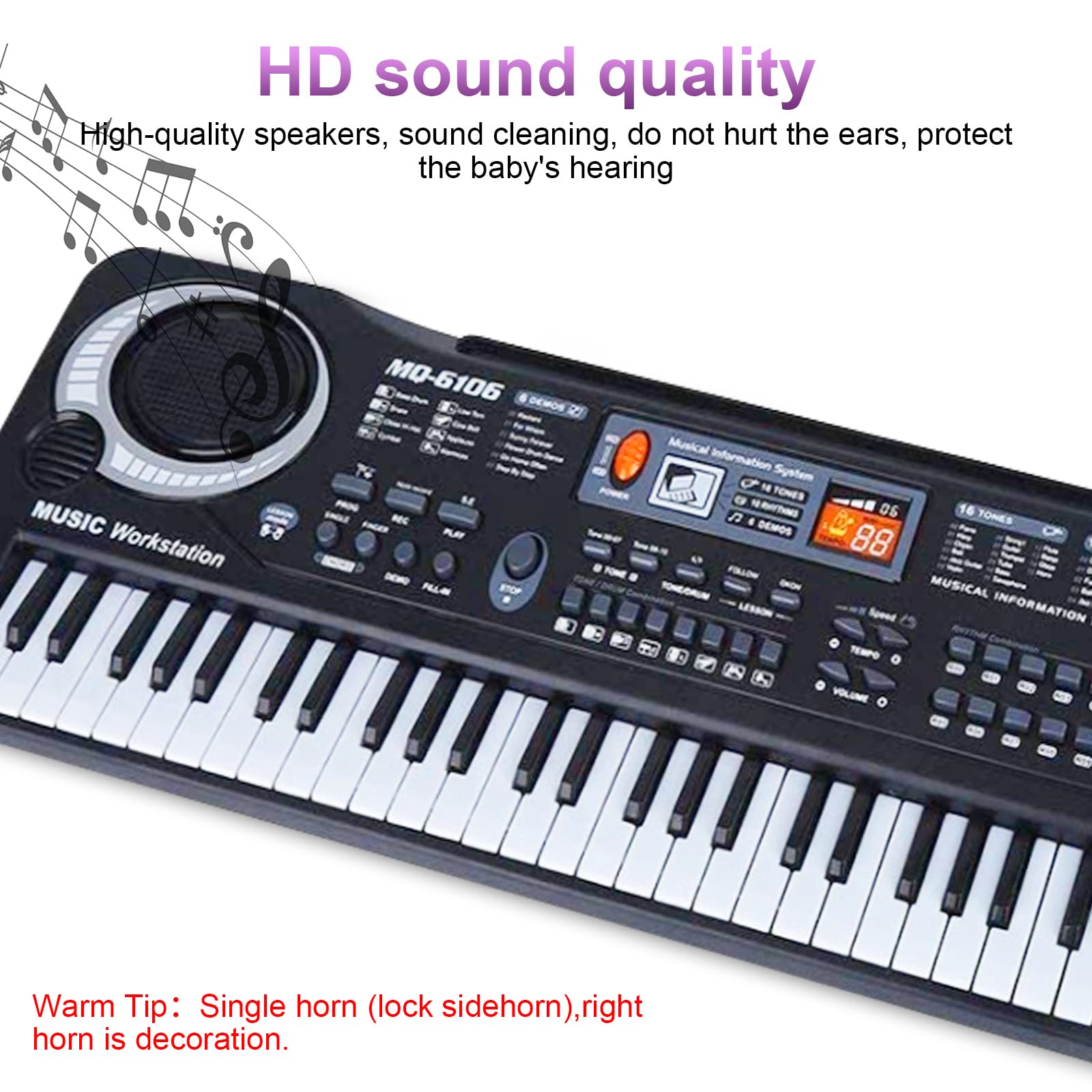 61 Key Digital Music Piano Keyboard for Kids,Portable Electronic Musical Instrument,Multi-function Keyboard with Microphone Gifts for Boys and Girls