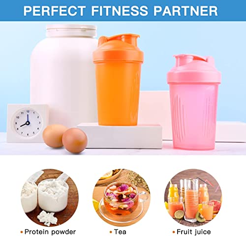 EBAT Shaker Bottle in Cute Pink (Lid & Body) w. Classic Loop Hook,Measurement Marks of 12 OZ/400 ML & A Small Stainless Whisk Blender Ball,Anti-Slip,BPA Free,PP5 Certified,Leak Proof,Dishwasher Safe