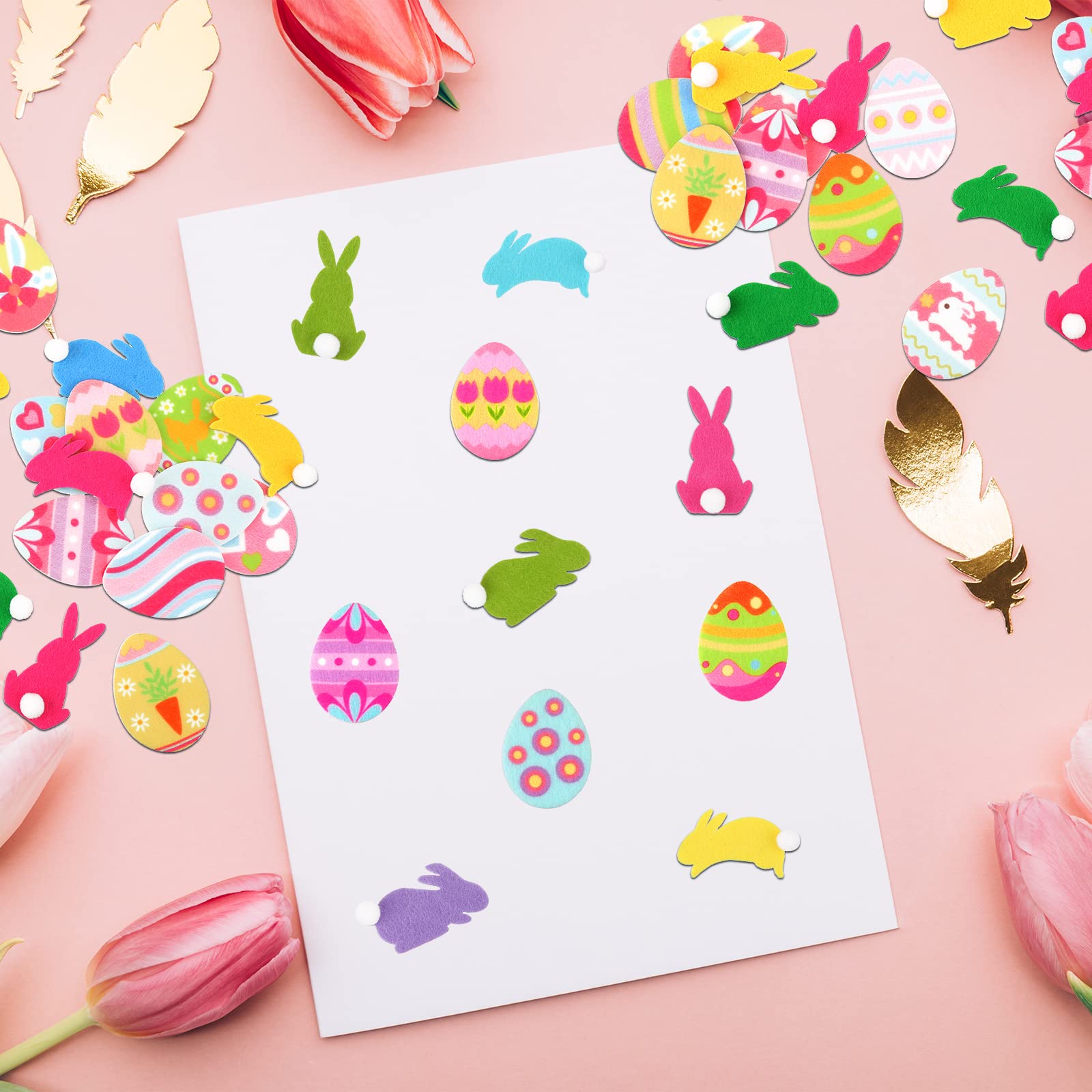 300 Pcs Easter Stickers Bunny Rabbit Egg Felt Self Adhesive Stickers for Kids Easter Arts Embellishments Crafts Scrapbook Gift Holiday Activities Boxes Envelope Party Supplies Decor