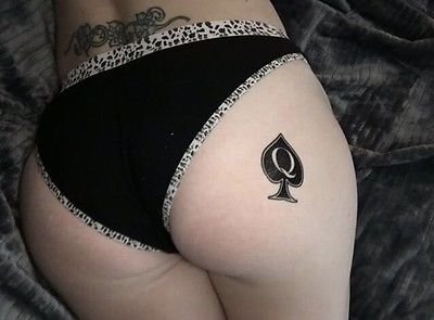6 Sheet Temporary Tattoo Set QoS, BBC ONLY, I Love BBC 38 Total Tattoos Queen of Spades
