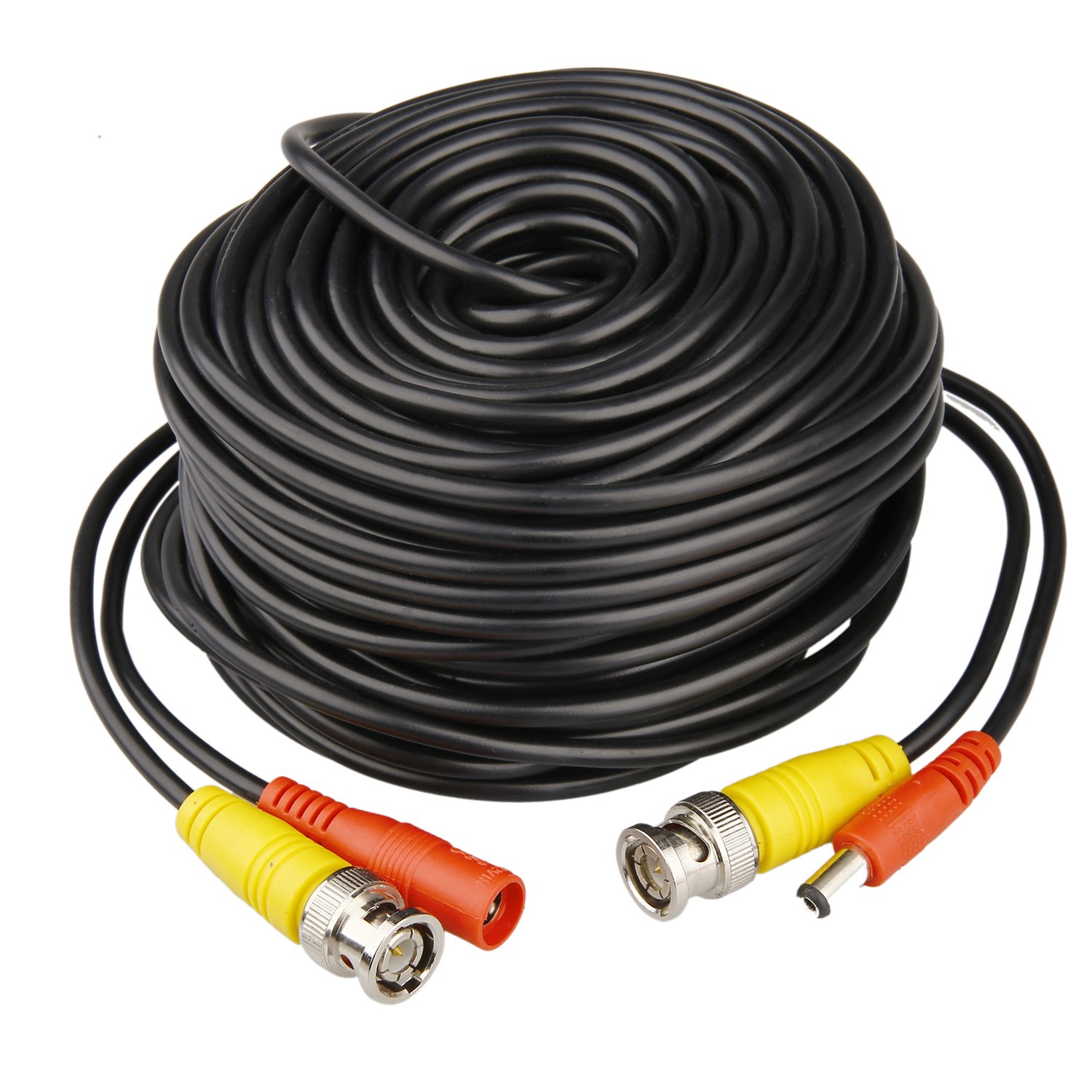 HISVISION 4 Pack 100ft BNC Video Power Cable, Security Camera Wire Cord Extension Cable, 8pcs BNC Connectors and 100pcs Clips for Surveillance System