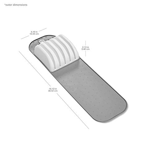 madesmart Small In-Drawer Knife Mat - White | CLASSIC COLLECTION | Holds up to 5 Knives | Safe | Open Design to fit Any Size Knife | Soft-grip Slots and Non-slip Mat | BPA Free