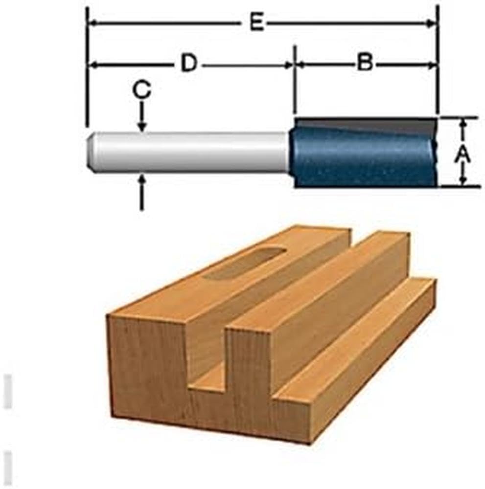 Bosch 85233M 7/16-Inch Diameter 1-Inch Cut Carbide Tipped Double Flute Straight Router Bit 1/2-Inch Shank