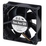 SANYO Denki 9GV1224P4G01 DC Fan Sq120x25mm 100% PWM: 24VDC 0.84A 20.16W, 5100RPM 171CFM 58dBA, 55CFM for 0% PWM, Guide Vane Tach PWM, 4 Wire Leads, Plastic F/B