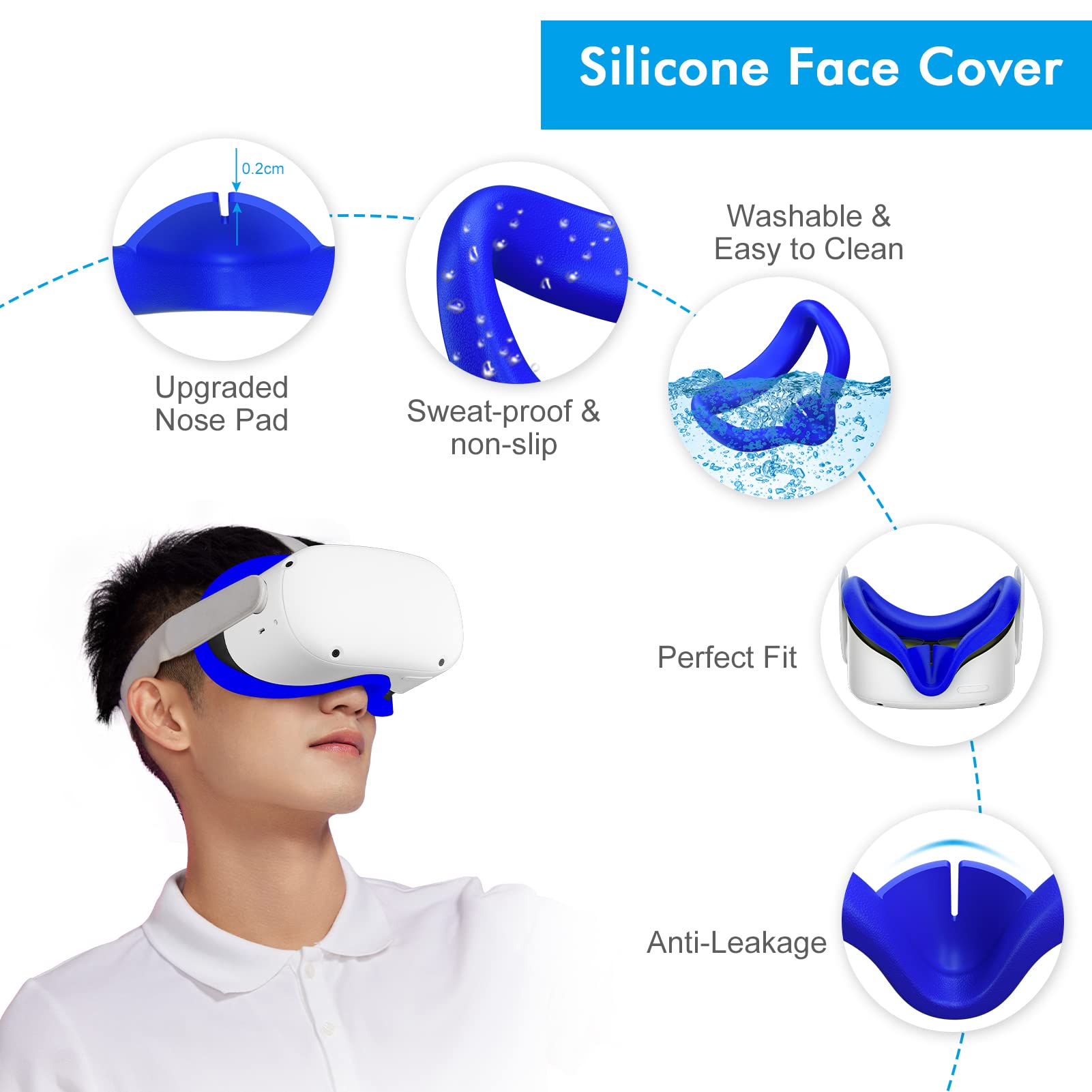 Accessories for Oculus Quest 2, YIZEIJOB 4 in 1 VR Silicone Cover Skin Set- Including VR Headset Cover, Two Quest2 Controllers Grips Cover, Anti-Sweat Face Pad, and Oculas VR Lens Protector-Red