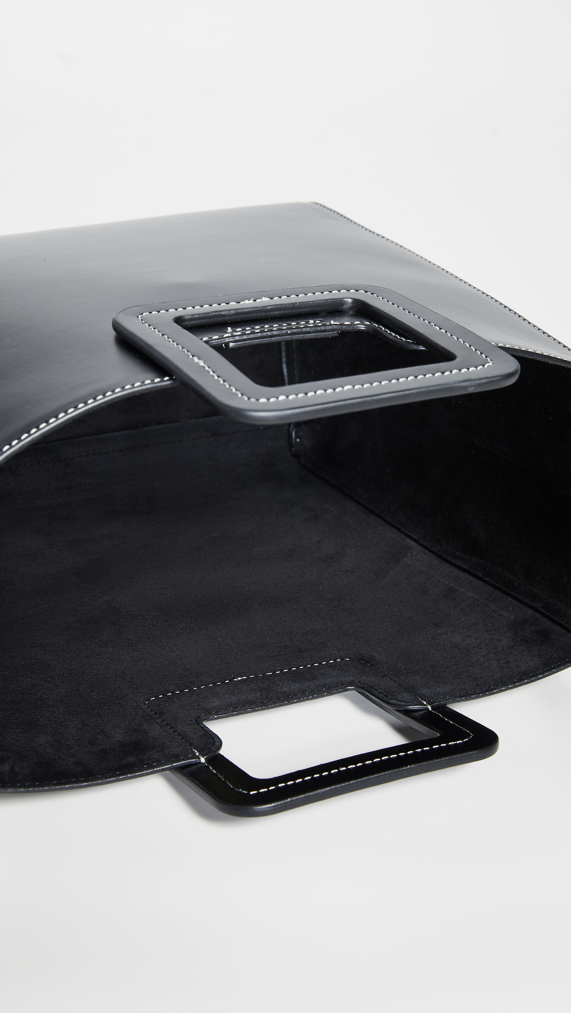 STAUD Women's Black Leather Shirley Large Tote Handbag