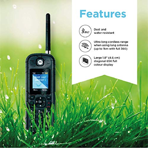 Motorola O211 DECT 6.0 Long Range Cordless Phone - Wireless Phones for Home & Office Phone with Answering Machine - Indoors and Outdoors, Water & Dust Resistant, IP67 Certified - Black, 1 Handset