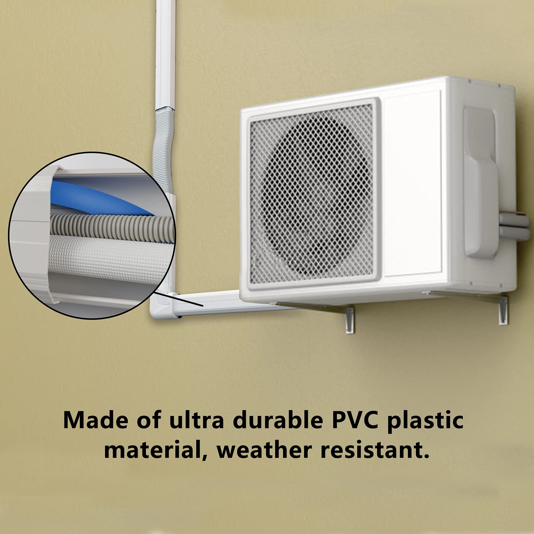 GCGOODS 4in 9ft Decorative PVC Line Set Cover Kit for Ductless Mini Split Air Conditioners, Central AC and Heat Pumps