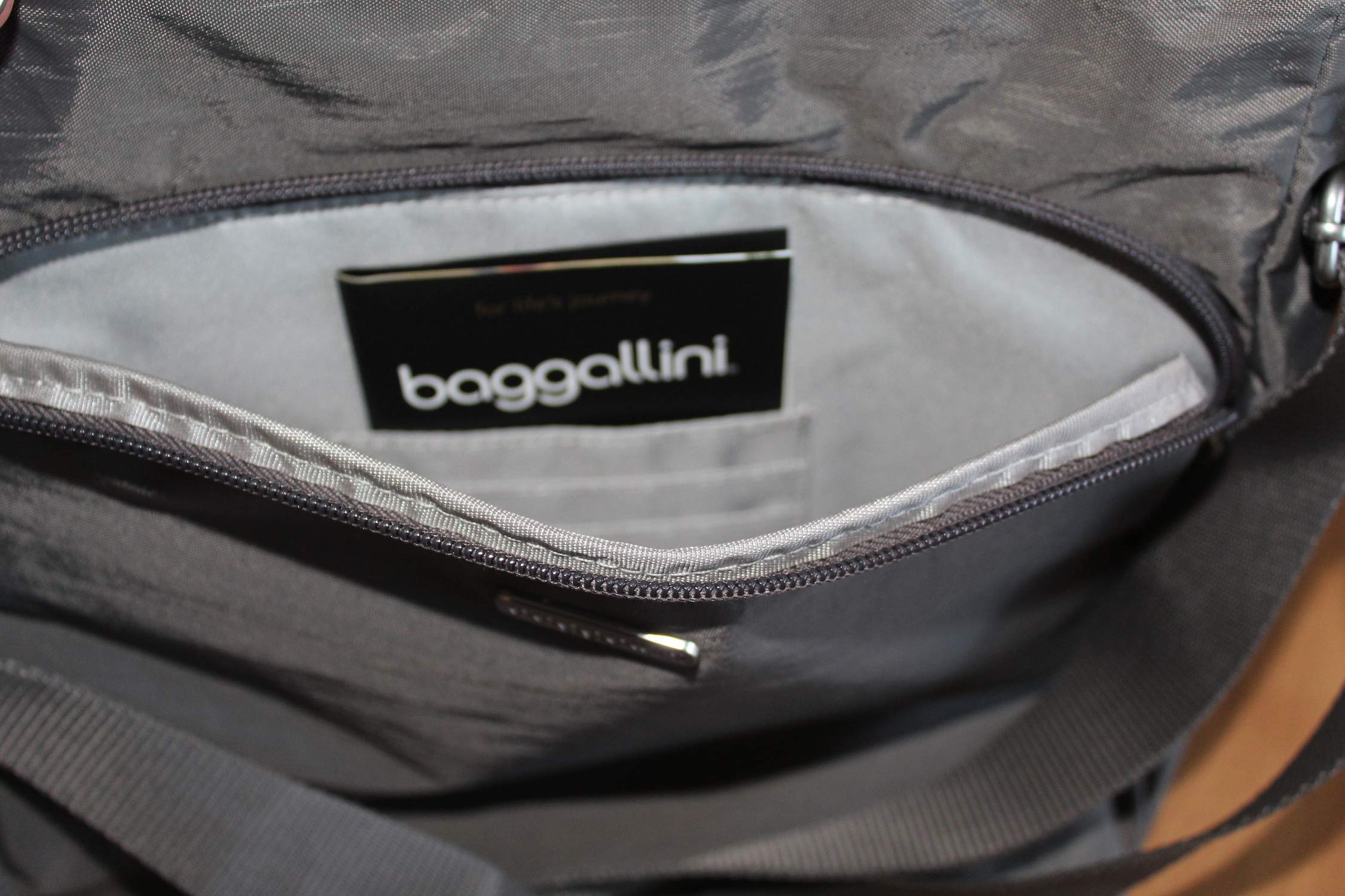 Baggallini Gray Shoulder Hand Bag Purse Handbag Nylon, Medium