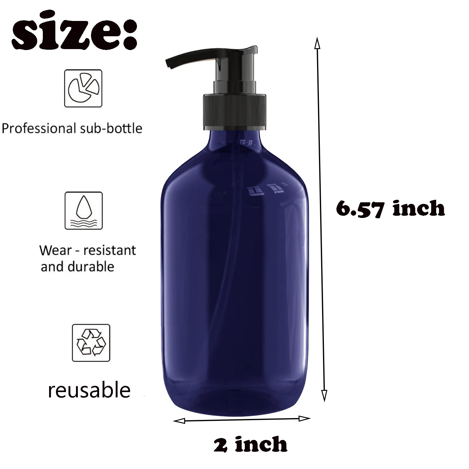 6 PCS 10 OZ Pump Bottle Plastic Pump Lotion Dispenser Empty Bottle for Shampoo Lotion Body Wash, Mixed Colours